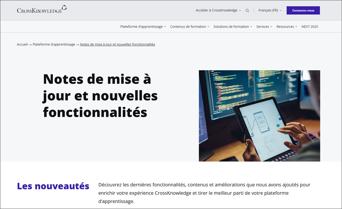 Les nouveautés et mises à jour, maintenant sur CrossKnowledge.com